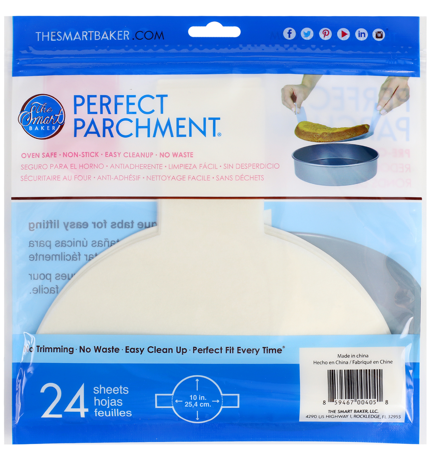 10 inch Pre-Cut Parchment Rounds with Lift Tabs | The Smart Baker